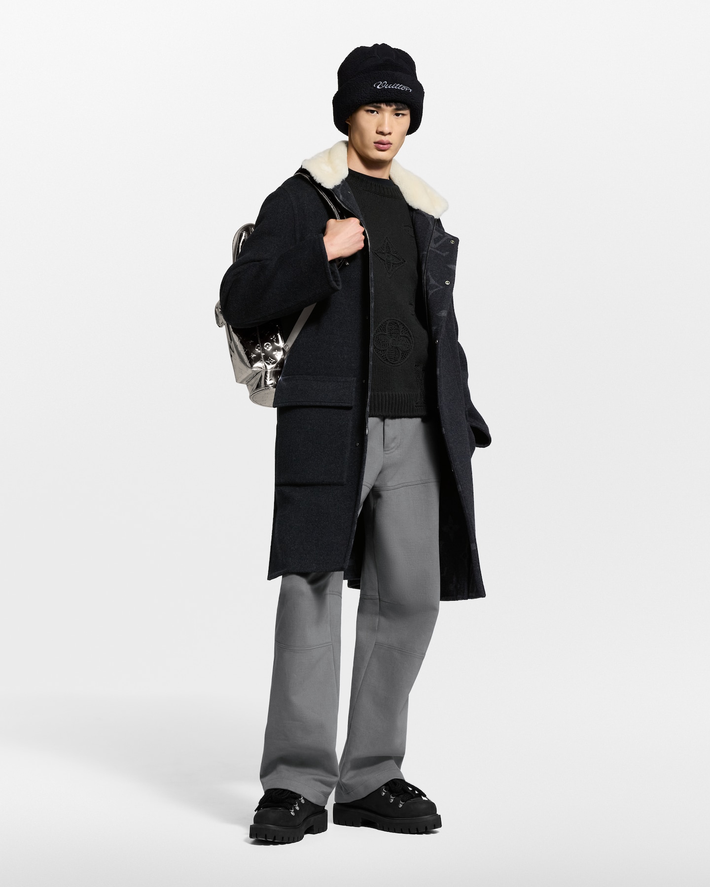 Cashmere-Silk Blend Double Face Coat - Luxury For Men - 1AJBIC Grey ...