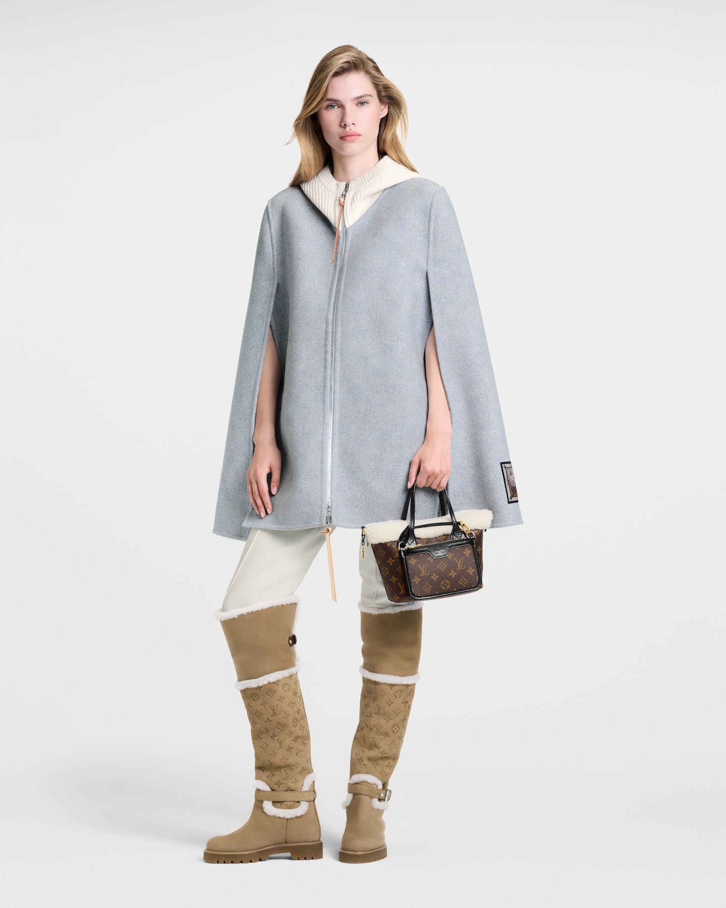 Denim-Effect Double Face Cape - Ready-to-Wear | LOUIS VUITTON