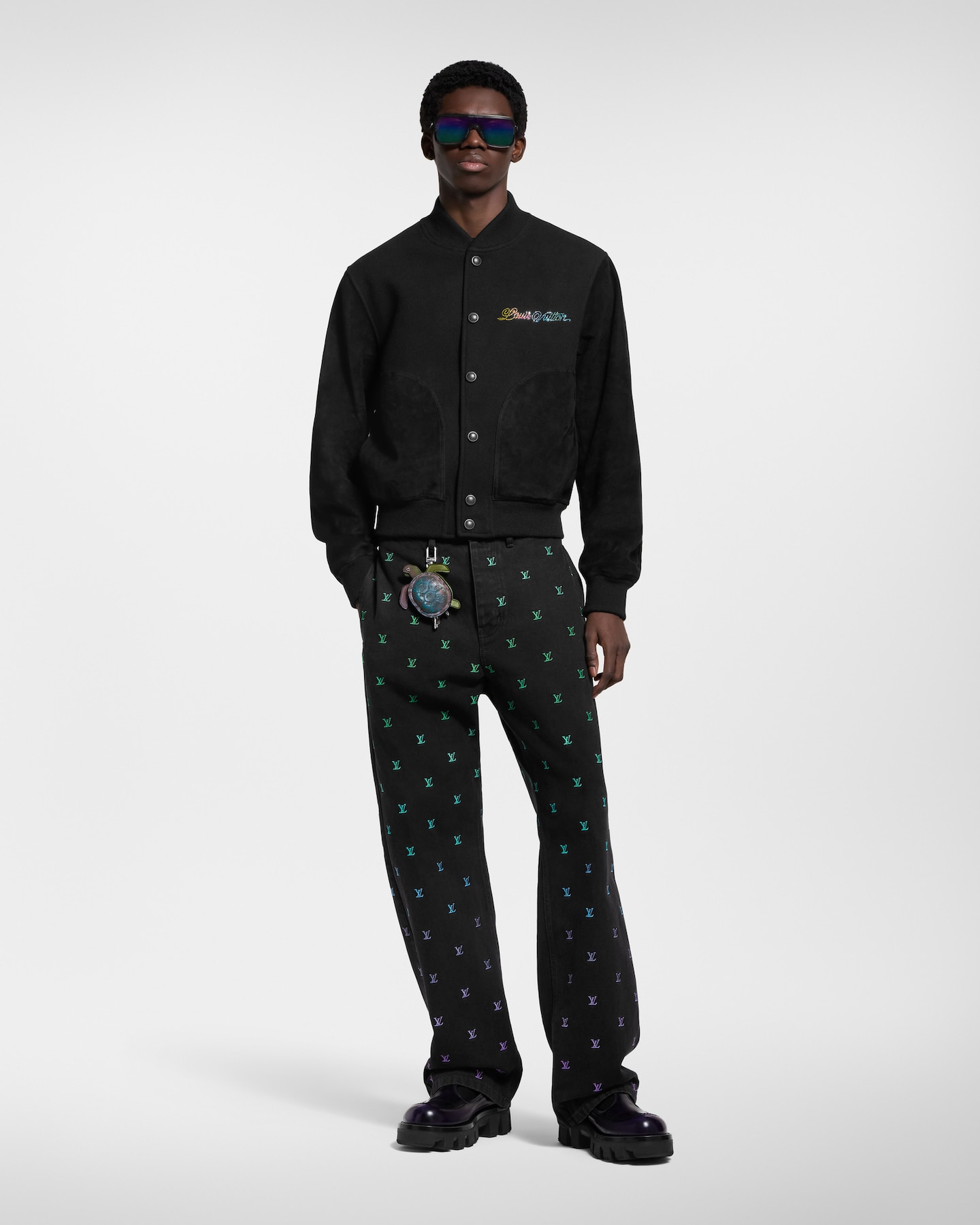 LV Blason Gradient Embroidered Denim Skate Pants - Ready-to-Wear ...