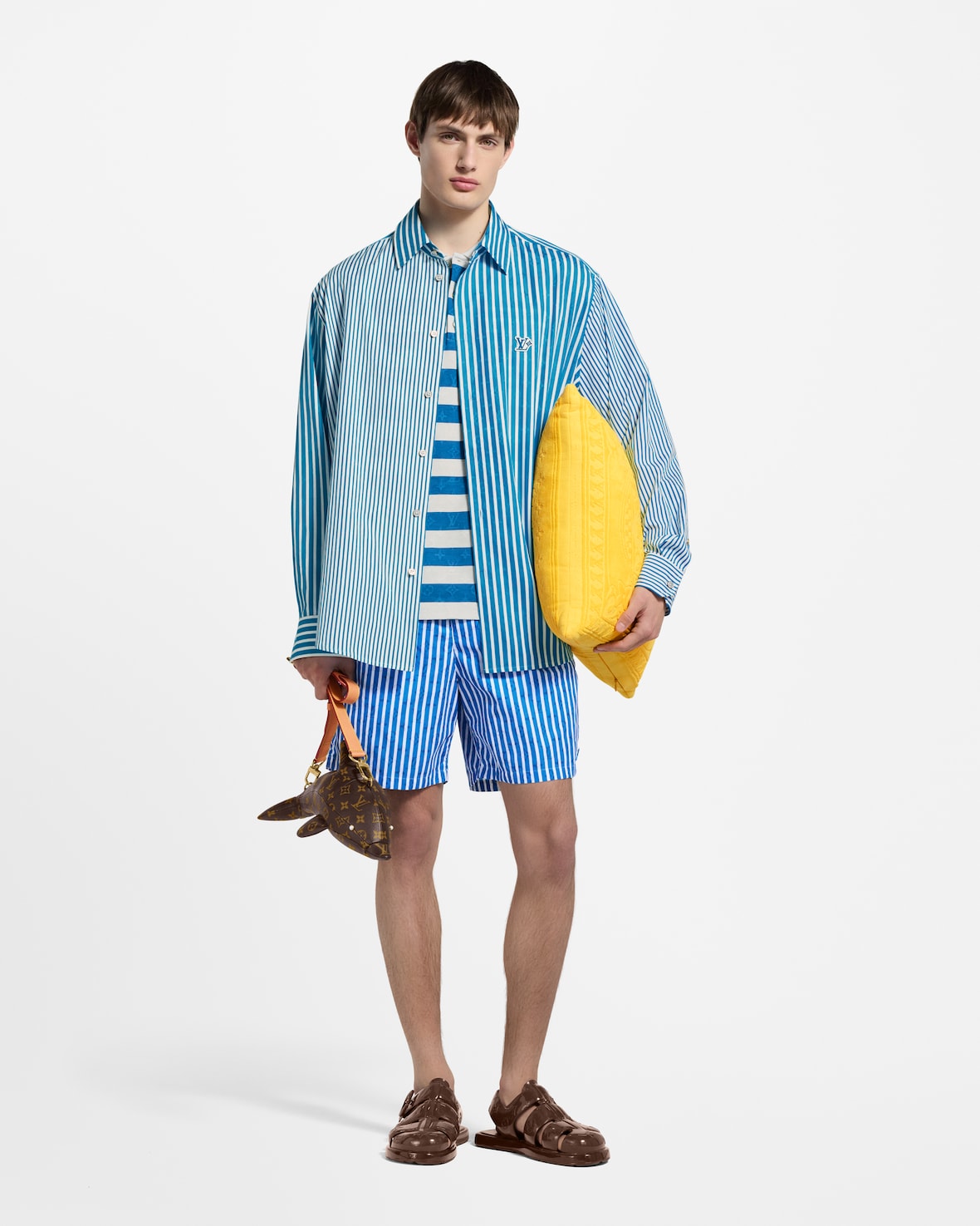 Monogram Patchwork Striped Shirt - Luxury Ready to Wear - 1AHVWN Blue ...